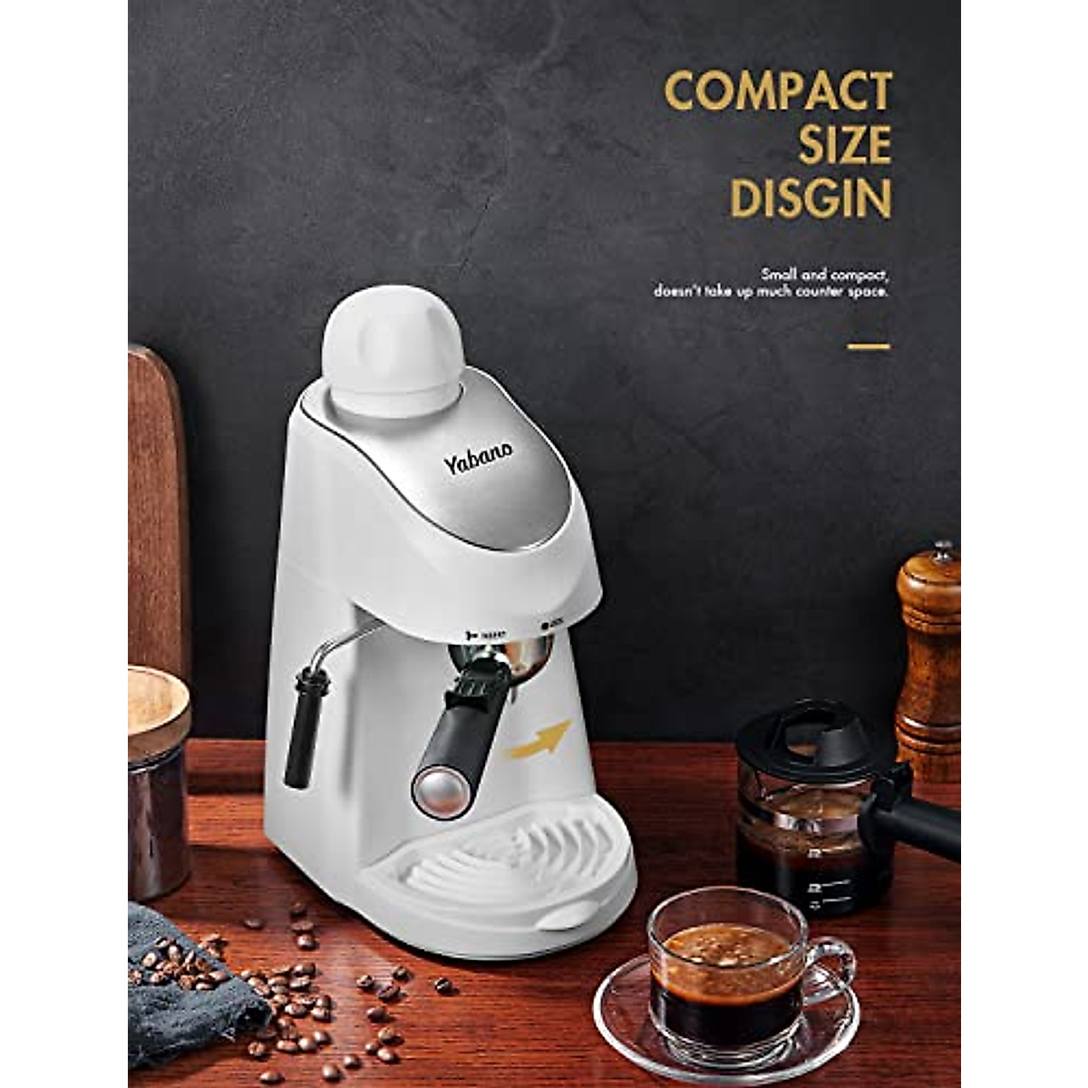 Yabano Espresso Machine, 3.5Bar Espresso Coffee Maker, Espresso and Cappuccino Machine with Milk Frother, Espresso Maker with Steamer (White)