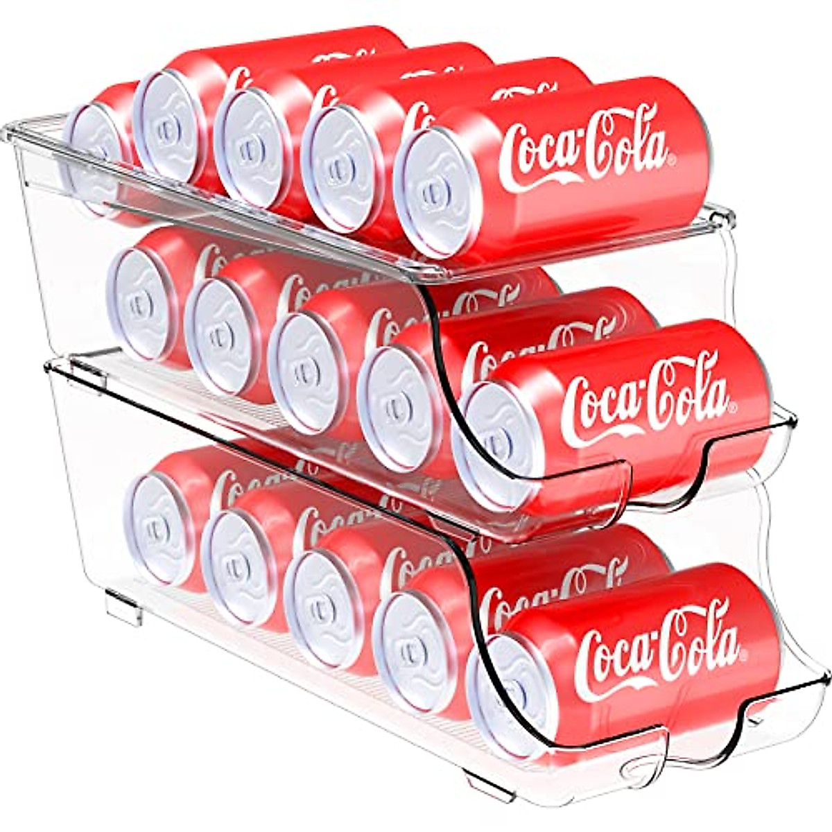 Simple Houseware 2-Pack Front-Loading Beverage Soda Can Organizer Dispenser, Clear