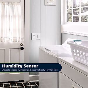 TOPGREENER Humidity Sensor Switch for Ventilation Fan, Air Moisture Detection, Bathroom Fan Automated Control, Adjustable Timing, Neutral Wire Required, UL Listed, TDHS5-N, White