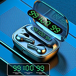 Dyllutrwhe Earphones Bluetooth Wireless R3 TWS Waterproof Bluetooth 5.0 Wireless HiFi Stereo Earphones with Microphone Black