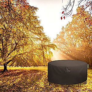 Yougfin Round Outdoor Table Cover 110''D x 28''H, Patio Furniture Covers Waterproof, Lawn Outside Furniture Cover, Round Patio Table Covers for Outdoor Furniture