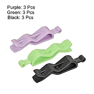 MECCANIXITY Garbage Bin Clip, Kitchen Trash Can Bag Clips Waste Basket Garbage Bin Clamp Bag Clip Black Green Purple 9in3 Set