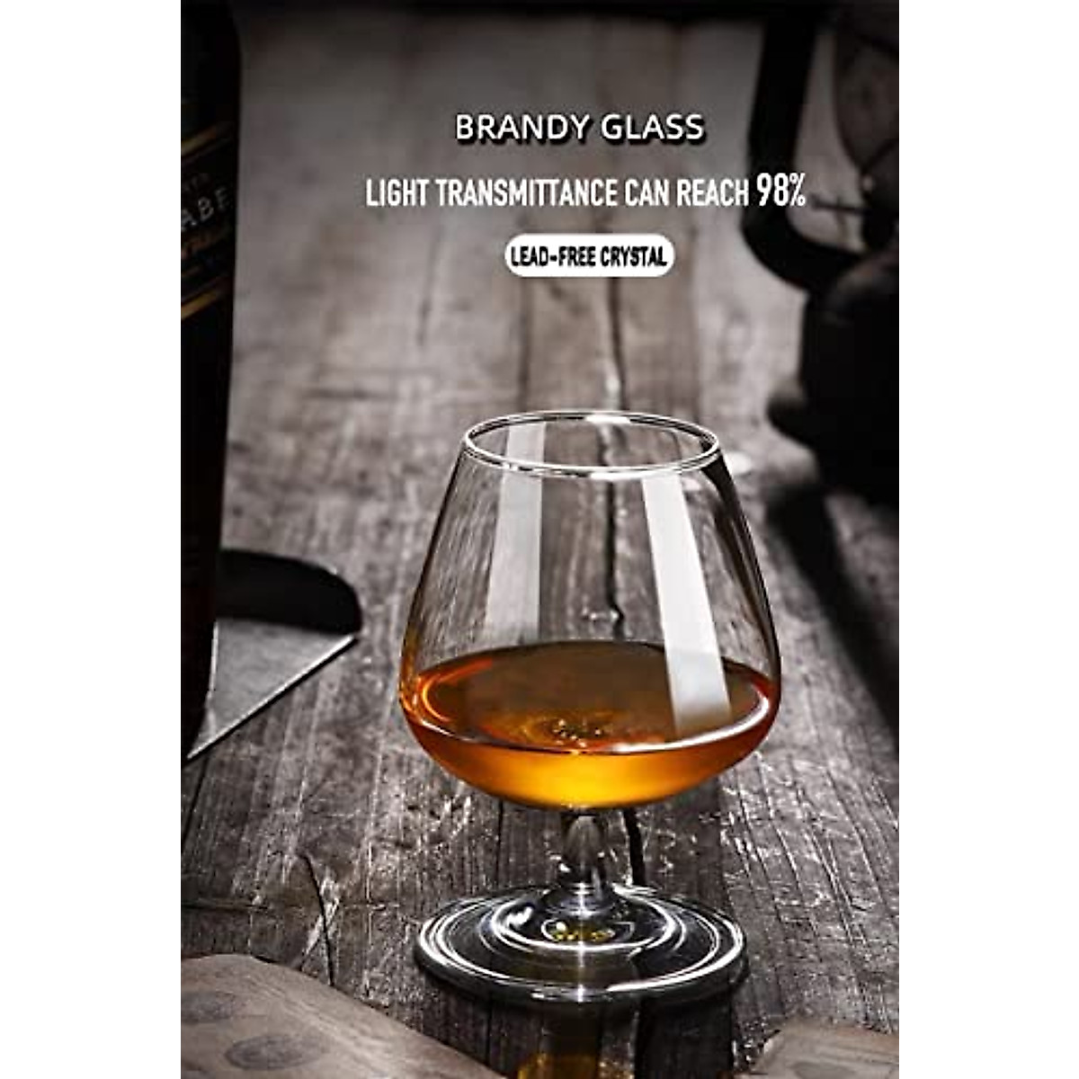ROLATO Cognac Brandy Crystal Small Glasses Snifter, Set of 4 - Handcrafted - Good for Bourbon Whiskey - 15-ounce