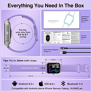 Quican Smart Watches for Women, iOS Android Phones Compatible, Waterproof Fitness Tracker Smartwatches with Call, Alexa Voice, Heart Rate Monitoring, Sleep Tracking, 1.8 Inches (Wisteria)