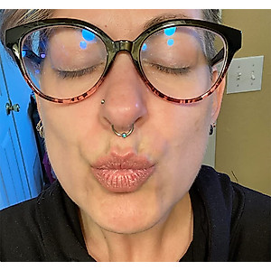 Bezel Set Pink Opal Stone 16 Gauge -10MM Diameter 316L Surgical Steel Clicker Hinged Segment Nose Ring Septum Piercing Jewelry