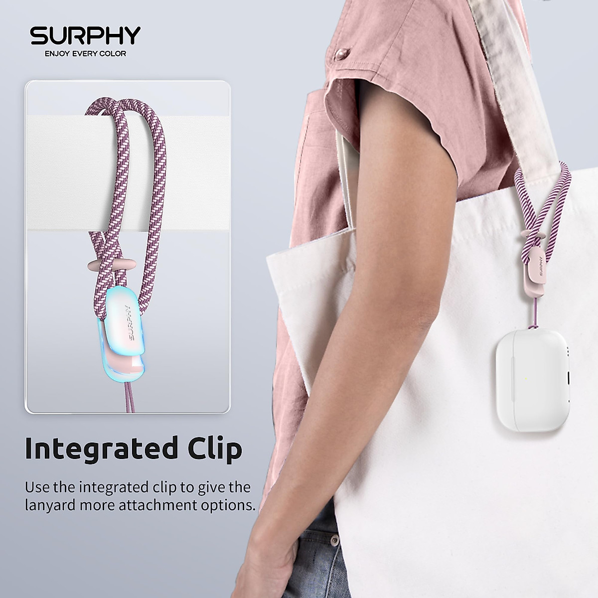 SURPHY 2 Pack Phone Lanyard, Phone Wrist Strap, Anti Theft Phone Strap, Phone Charm with 2-Color Braided, Phone Wrist Lanyard for Women and Men, Pink & Gray