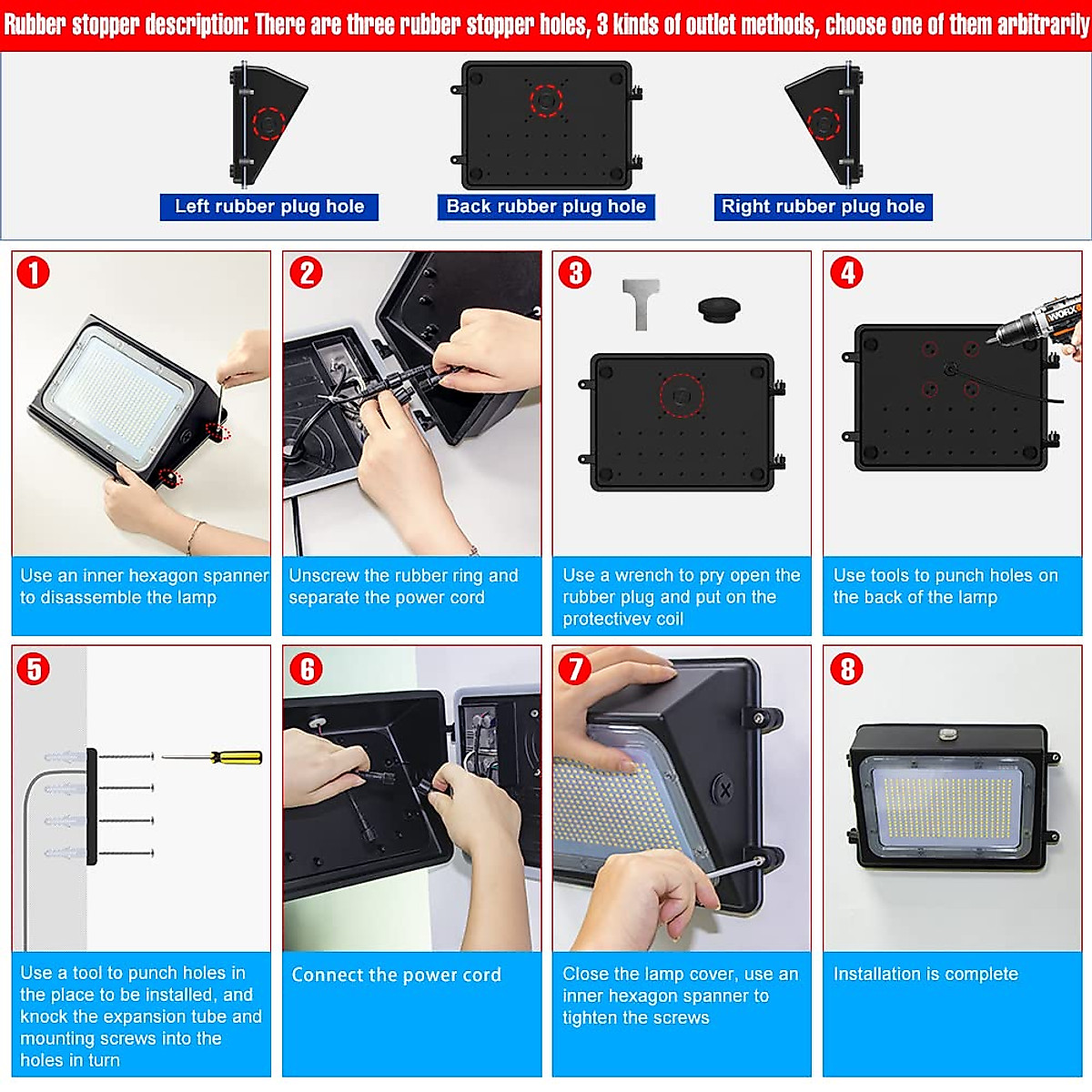 100W Dusk to Dawn Exterior Wall Pack LED Light 15300LM,800W HPS/HID Equivalent,110V Commercial Lighting 5000K Daylight ,IP65 Waterproof Light Sense,Industrial Outdoor Wall Lamp for Alleyways Doorway