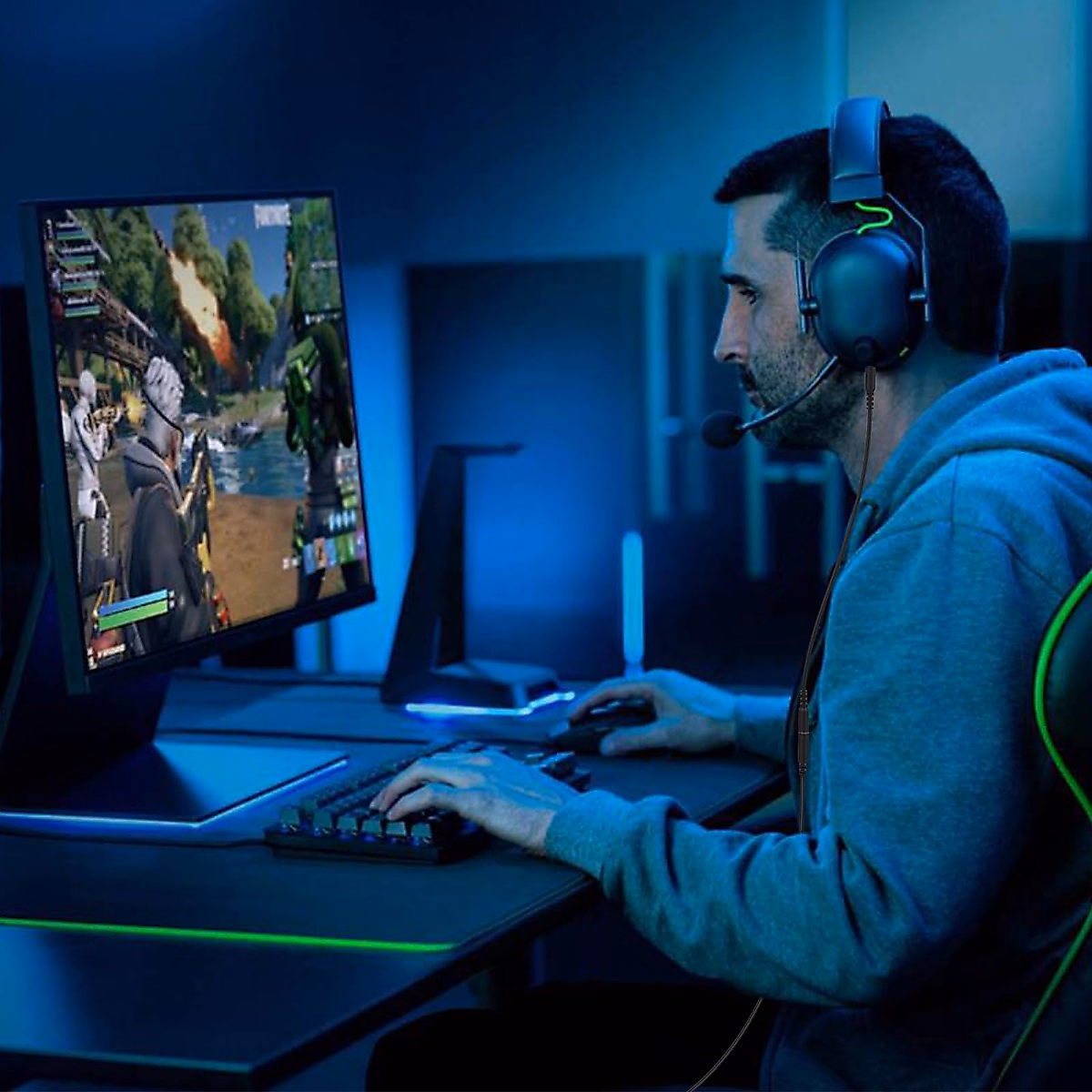 Koffmon Replacement Audio Cable Cord Wire with Y Splitter for Razer Kraken X/BlackShark V2 Pro/Razer Nari Headphone Gaming Headset Adapter to PC/Speaker/Headphone