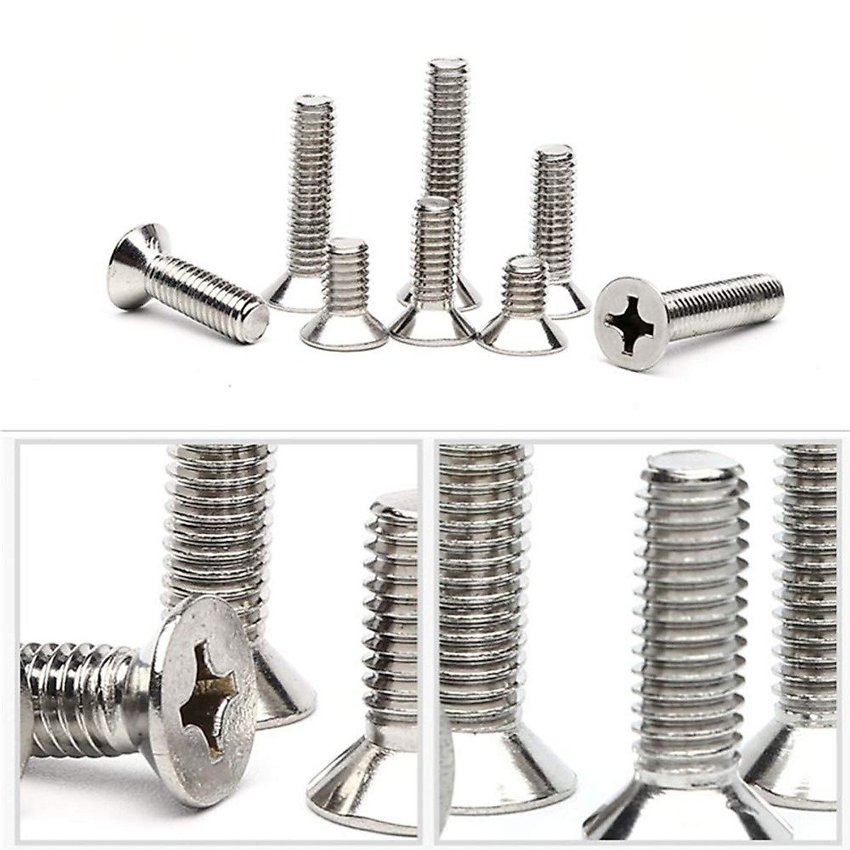 Guard4U 300Pcs Metric M2 Stainless Steel Phillips Countersunk/Flat Head Machine Screws Nuts Assortment Kit- M2x 4mm/ 6mm/ 8mm/ 10mm/ 12mm/ 14mm/ 16mm/ 18mm/ 20mm