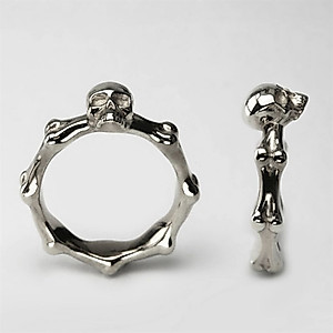 Jude Jewelers Stainless Steel Skull Biker Ring (7) Grey