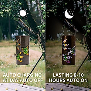 3D Solar Hummingbird Lantern, 2 Pack Solar Hanging Lantern Light for Patios Waterproof Landscape Lanterns for Yard, Garden and Pathway Decoration