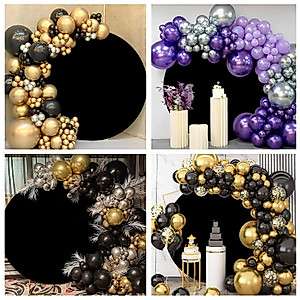 Leowefowa Black Round Backdrop Cover 7.2ft Black Background for Photography Black Photo Backdrop Black Circle Arch Backdrop Stand Cover Birthday Baby Shower Bridal Shower Party Decor Photo Prop