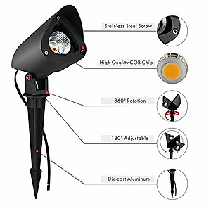 Landscape Lights INTETEIN 7W 12V Waterproof Landscape Lighting and Low Voltage Landscape Lights for Patio Lawn and Garden(Warm White, 4 Pack)