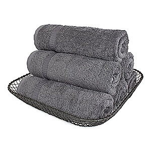 SALBAKOS Genuine Premium Organic Turkish Cotton Hotel and Spa Hand Towels, 700 GSM, 16”x30”, Gray (Hand Towels - Qty 6, Gray)