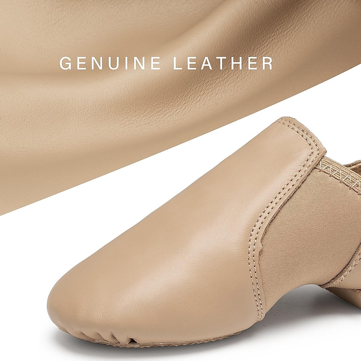 Stelle Jazz Shoes for Girls and Boys Slip-On Leather Dance Shoes (Toddler/Little Kid/Big Kid)(SJ05-Tan,1ML