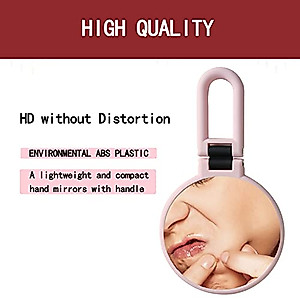 ANEIMIAH 1x 5X Magnifying Travel Hand Held Vanity Mirror,Compact Double Side Folding Magnification Hand Mirror for Women with 360°Rotating Handle Table Desk Small Round Make up Mirrors Pink
