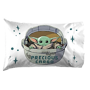 Jay Franco Star Wars The Mandalorian Curious Child Twin Sheet Set - 3 Piece Set Super Soft and Cozy Kid’s Bedding Features The Child Baby Yoda - Fade Resistant Microfiber Sheets