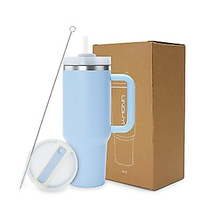 UnowYi 40 oz Tumbler With Handle and Straw Lid, Stainless Steel Vacuum Insulated Tumbler, Travel Mug Straw Covers Cup for Water, Iced Tea or Coffee, Smoothie, Gifts for Women Men