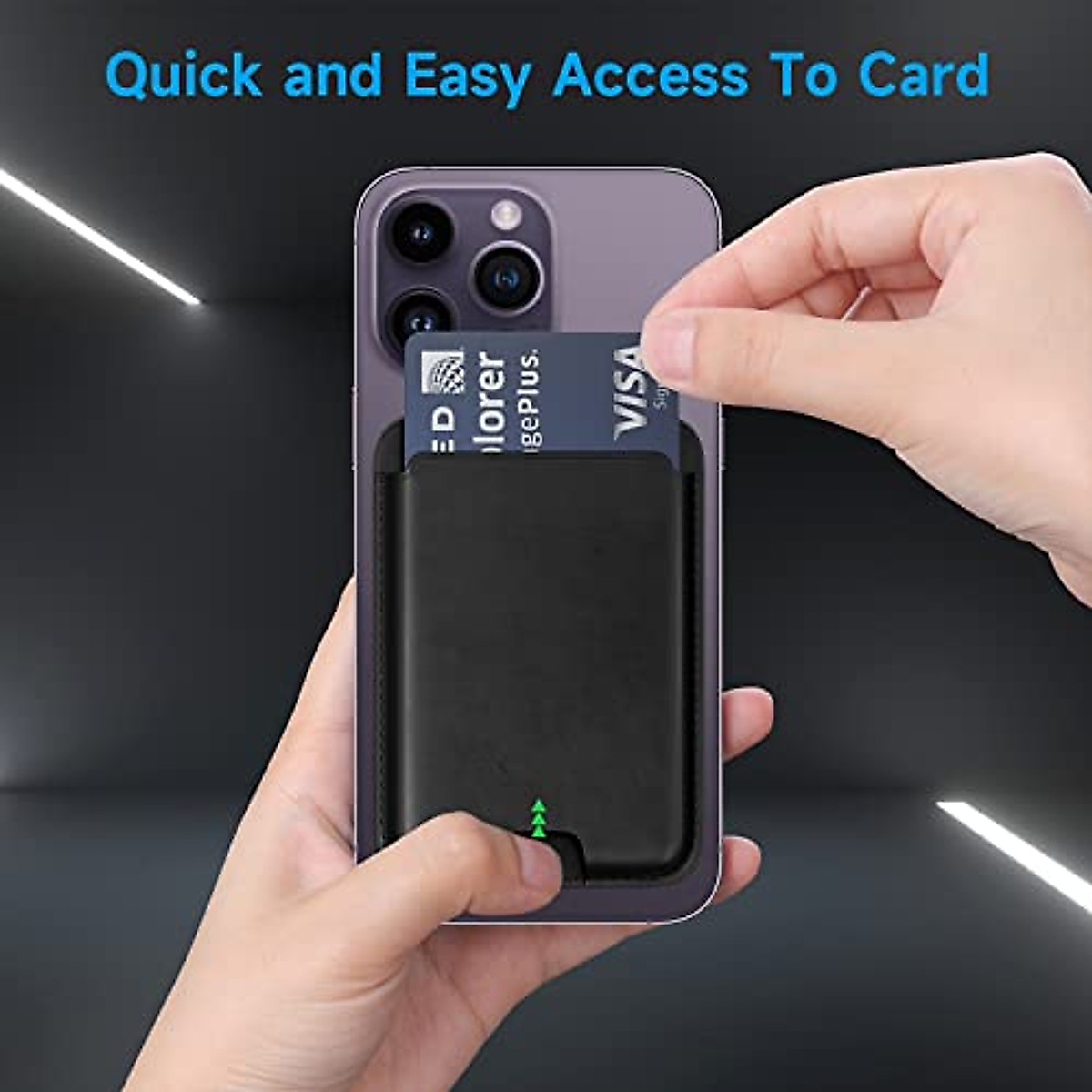 EDC Leather Wallet for Apple MagSafe, MagSafe Wallet Compatible with iPhone 14/13/12 Series and MagSafe Case, Detachable RFID Card Holder for 3 Credit Cards, Blue