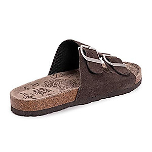MUK LUKS Women's Terra Turf Marla Flat Sandal, Chocolate, 10