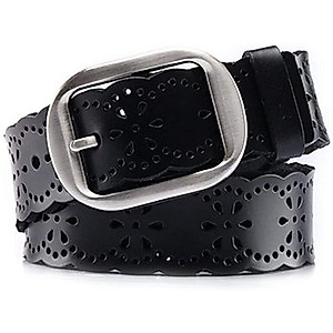 JASGOOD Women’s Hollow Flower Leather Belt for Jeans Pants Wide Belt for Ladies