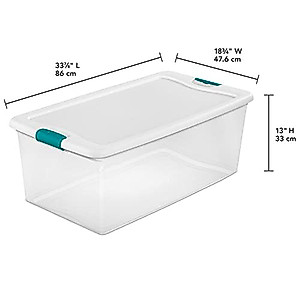 Sterilite 14998004 Plastic Liter Latch Box, Clear, 106 Quarts