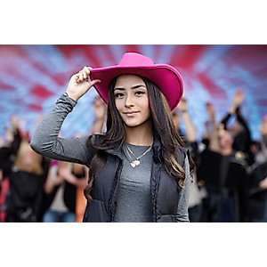 Funky Junque Women's Cowboy Hat - Felt w/Rhinestone String - Hot Pink