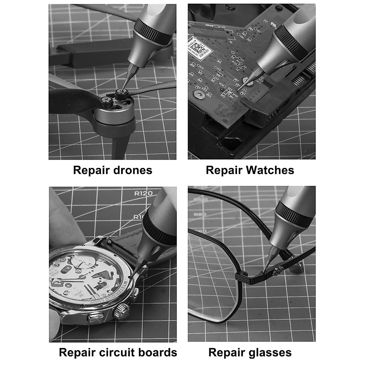 Mini Electric Precision Screwdriver, 50-in-1 Screwdriver Set with 48 Magnetic Drill Bits, Pry Bar, Led and Tweezers, Max 3 N.m, Repair Tool Set for Phone Camera Laptop Watch Glasses Drone Clocks Toy