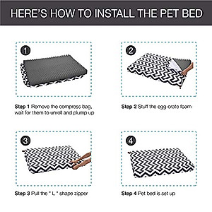 Tempcore Large Dog Bed (M/L/XL) for Small, Medium, Large Dogs Up to 50/80/110lbs -Waterproof Dog Bed with Removable Washable Cover - Orthopedic Egg Crate Foam Water Resistant Pet Mat