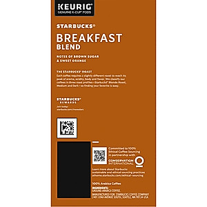 Starbucks Breakfast Blend Coffee K-Cups,24 K-Cups count,(0.44 OZ each)