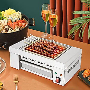 Barbecue Electric Grill, Commercial and Family Use Griddle with Detachable Grill Mesh, BBQ Grill for Grilled Cheese, Hot Dogs, Corn, Fish, Steak, 1500W, 110V