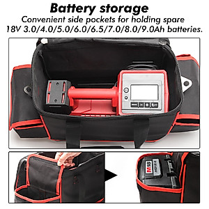 Air Compressor Bag, Compatible with Milwaukee M18 Inflator 2848-20, Air Pump and Battery Charger Carrying Box for Milwaukee, Holds 18V 3.0/4.0/5.0/6.0/6.5/7.0/8.0/9.0 Ah Battery, Black, Bag Only