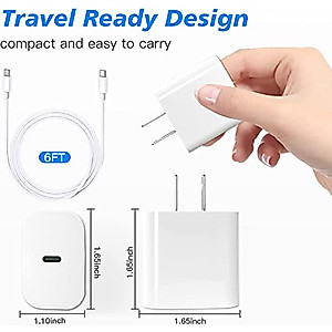 iPhone Charger Fast Charging [Apple MFi Certified], 2Pack 20W PD USB C Wall Charger Block with 6FT Type-C to Lightning Cables Compatible with iPhone 14/13/ 12/11/ XS/XR/X/ 8 / iPad