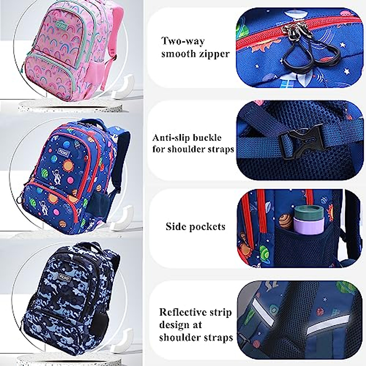 Armbq Kids Backpack for Boys Girls, Teens Casual Bookbag for Kindergarten Elementary Lightweight Travel School Bags, Pink Rainbow