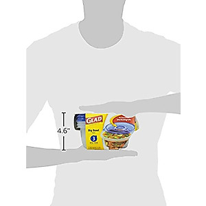 Glad Ware Big Bowl Containers with Lids, Round Size, 3 ct, 48 ounce