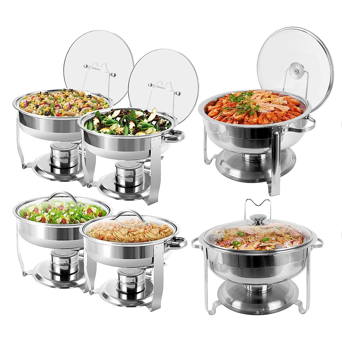 BriSunshine 2 Packs 4QT Stainless Steel Chafing Dish Buffet Set and 4 Packs 3 QT Chafing Dish Buffet Set Combo