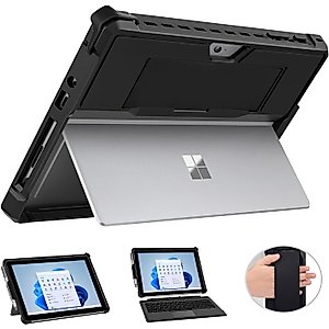 MoKo Case Fit Microsoft Surface Go 4 /Surface Go 3 / Surface Go 2 / Surface Go Case, All-in-One Protective Cover Case with Pen Holder Hand Strap, Compatible with Type Cover Keyboard, Black