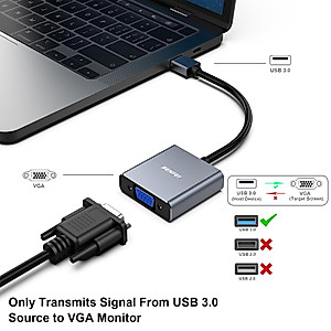 BENFEI USB 3.0 to VGA Adapter, USB 3.0 to VGA Male to Female Adapter for Windows 11, Windows 10, Windows 8.1, Windows 8, Windows 7(Not for Mac)
