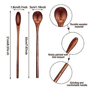 Wooden Coffee Spoons Long Handle Wooden Mixing Spoon Long Handle Wooden Teaspoon Handmade Wood Stirring Spoon for Kitchen Stirring (6)