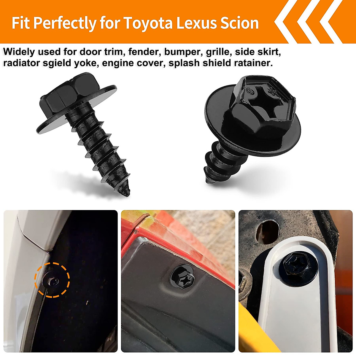 luxlead 30 PCS Front Fender Liner Screws Set, Replaces 90159-60498, Compatible with Lexus Toyota Lexus Tacoma Prius Corolla Tundra