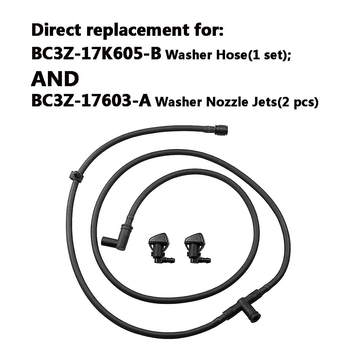 for Ford Super Duty Windshield Washer Nozzle Hose Kit, Compatible with Ford Super Duty F250 F350 F450 2011 2012 2013 2014 2015 2016, BC3Z-17K605-B Washer Hose + BC3Z-17603-A Washer Nozzle Jets
