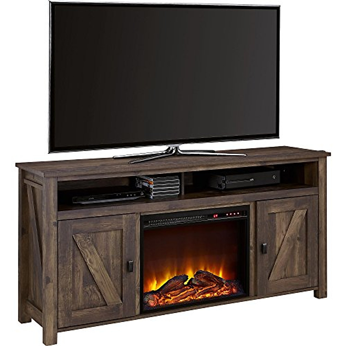 Ameriwood Home Farmington Electric Fireplace TV Console for TVs up to 60", Rustic