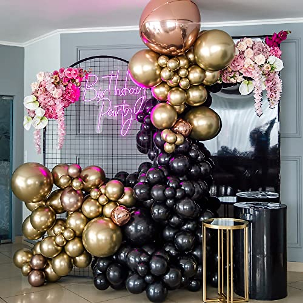 RUBFAC Black Balloons Latex Balloons 100pcs 12 Inch Helium Balloons for Birthday Graduation Baby Shower Wedding Holiday Party Decoration, Black Ribbon