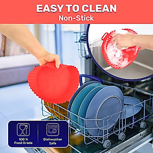 8inch Silicone Reusable Air Fryer Liner Non-stick Airfryer Pot Air Fryer Accessories Dishwasher Safe Baking Parchment (pink)