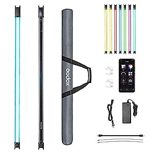 Godox TL120 Full-Color RGB Tube Light, CRI 96 TLCI 98, Color Temper 2700K~6500K, 0-100% Dimmable, 39 FX Effects, 2600mAh Built-in Lithium Battery, Smartphone APP, DMX Control (1PCS)