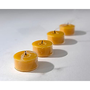 The Beeswax Co Tea light Beeswax Candles - Natural Honey Scented - For Home - Long-Lasting & Eco-Friendly - Cotton Wick - Slow Burning - Hand Poured Pure Organic Bees Wax - Set of 24 Tealights (Clear)