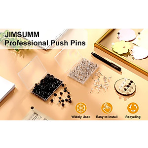 JIMSUMM 150 PCS Push Pins, Standard Plastic Head Steel Point Clear Thumb Tacks for Wall, Clear Plastic Round Head for Bulletin Boards, Fabric Markers, Crafts and Office Organization (Clear)