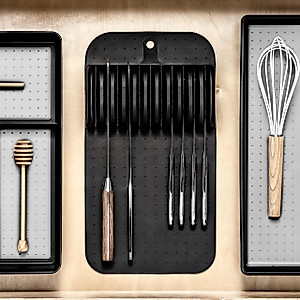 Madesmart Antimicrobial Classic Large Knife Mat Soft-Grip, Non-Slip Drawer, Long-Lasting Home Organization, EPA Certified, Carbon