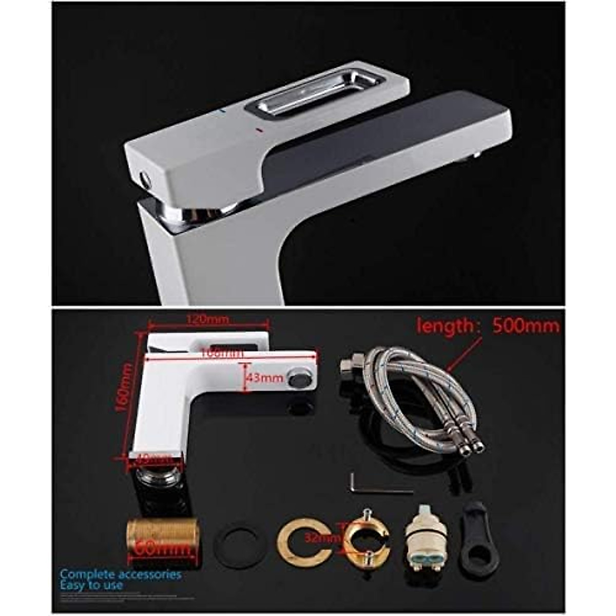 Kitchen Taps Basin Faucets White Brass Bathroom Basin Faucet Waterfall Faucets Mixers Water Bath Sink Faucet-Ga1002-8,Ga1017