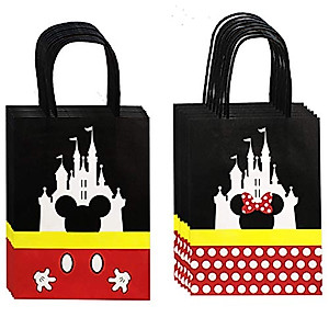 MOAXMOA Treat Bags Castle Gift Party Paper Bags with Handle for Birthday Baby Shower Mickey Minnie Theme Party Decorations Supplies- 12PCS